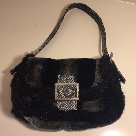 bebe | Bags | Bebe Faux Fur Black Shoulder Purse | Poshmark